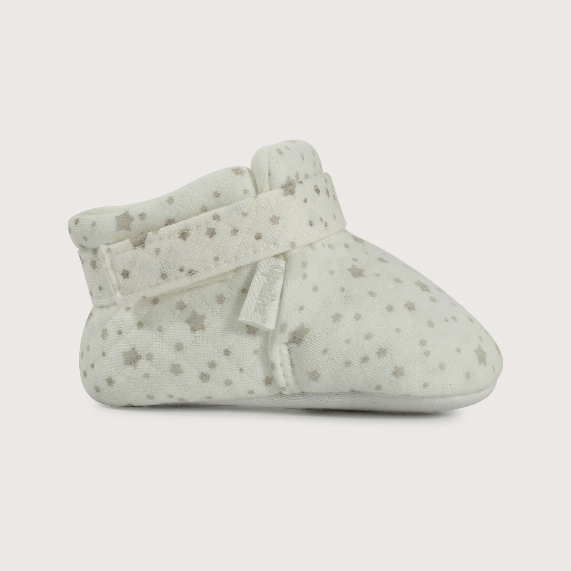 Pantufla abrigada para bebé: blanca con estrellas - Opaline